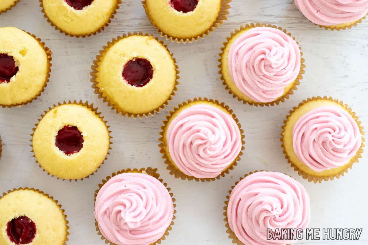 Raspberry Cupcakes Recipe | Easy Filled Vanilla Cupcake